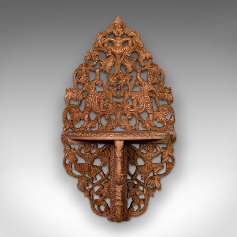 Vintage Icon Shelf, Balinese, Carved Teak, Wall Sconce, Display, Art ...