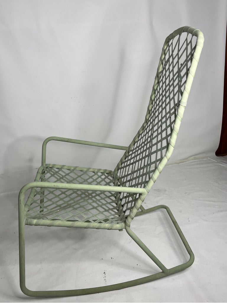 Vintage Iconic Brown Jordan Pale Green "Tamiami" Woven Rocking Chair ...
