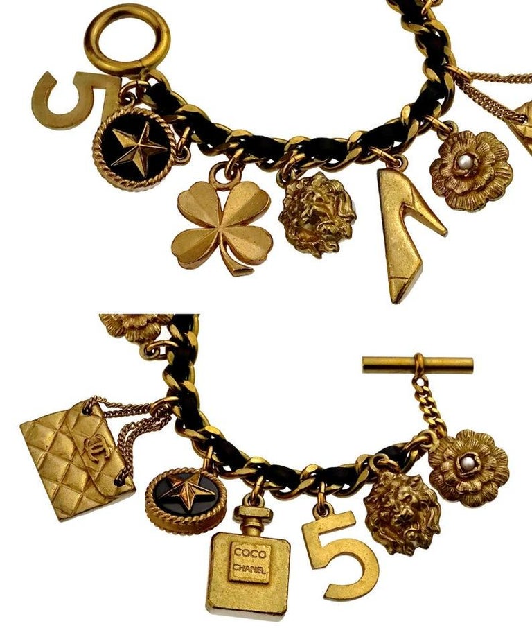 Vintage Iconic CHANEL Lucky Charm Leather Chain Bracelet at 1stDibs