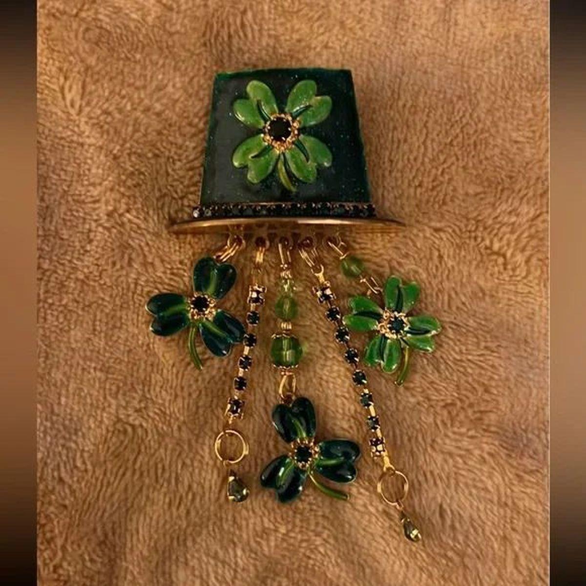 Vintage Iconic Lunch at The Ritz St. Patrick’s Four-Leaf Clover Brooch ...