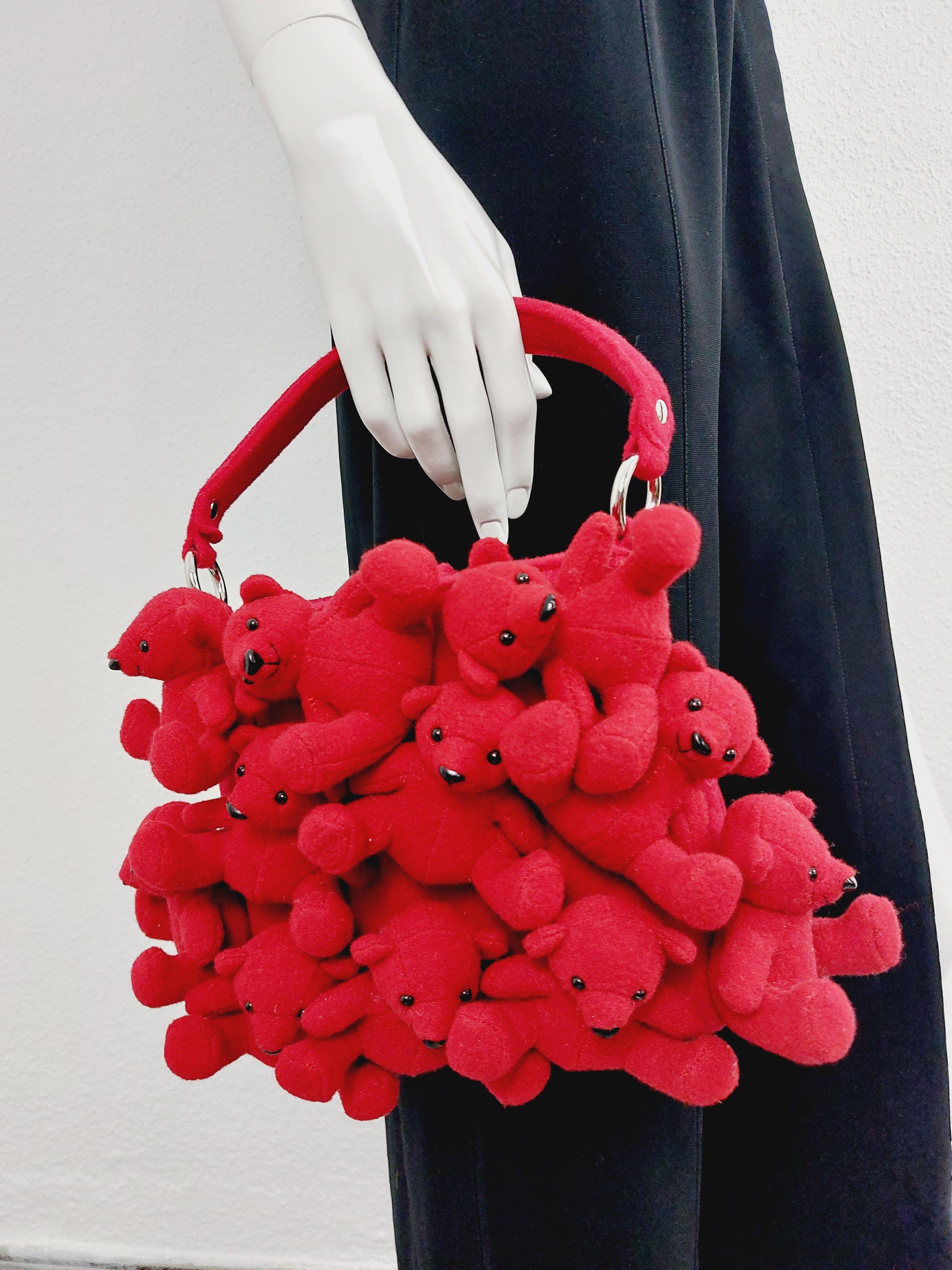 Vintage Iconic MOSCHINO Teddy Bear Red Toy Plush Whimsical Hand ...
