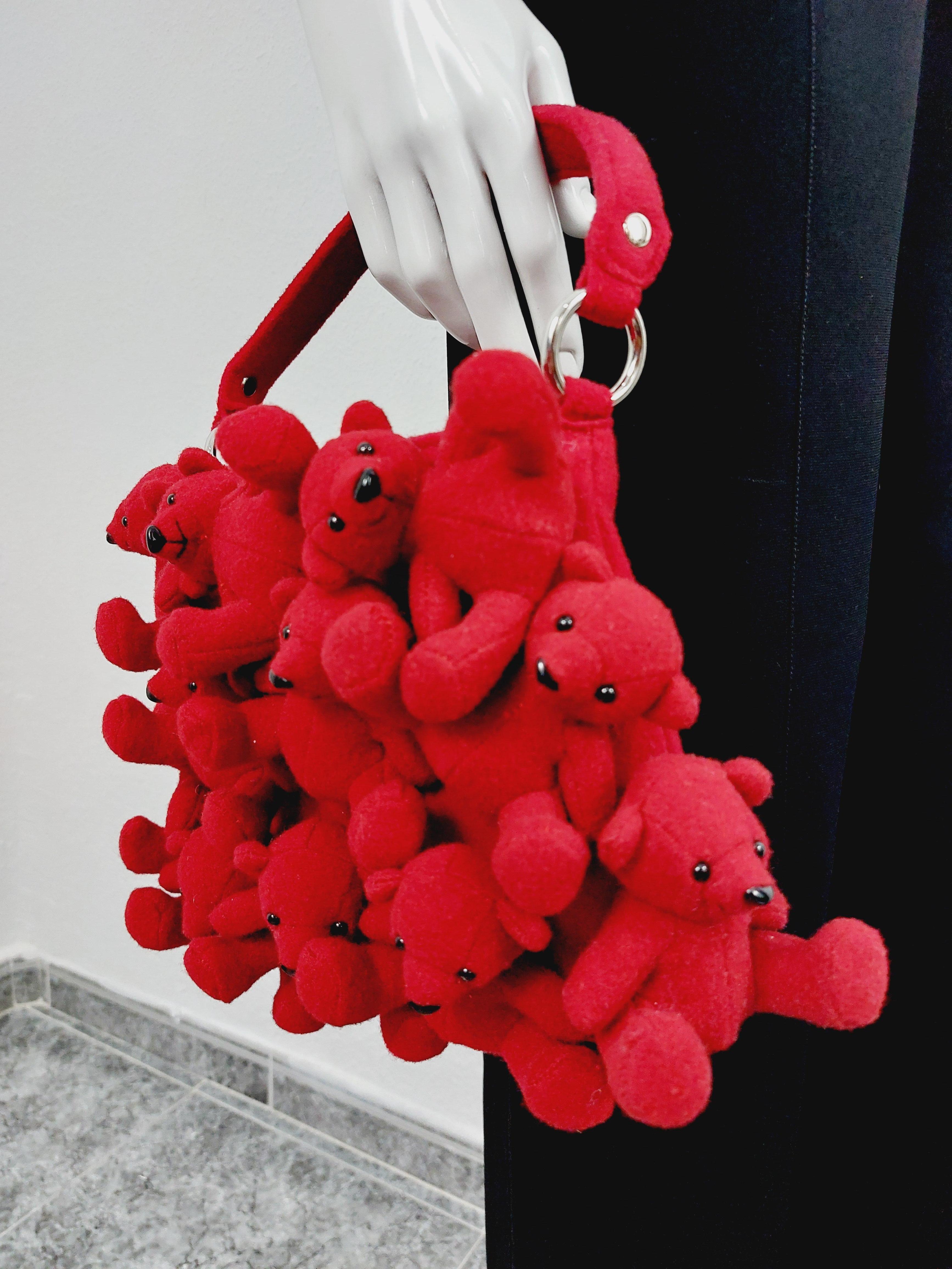 Vintage Iconic MOSCHINO Teddy Bear Red Toy Plush Whimsical Hand ...