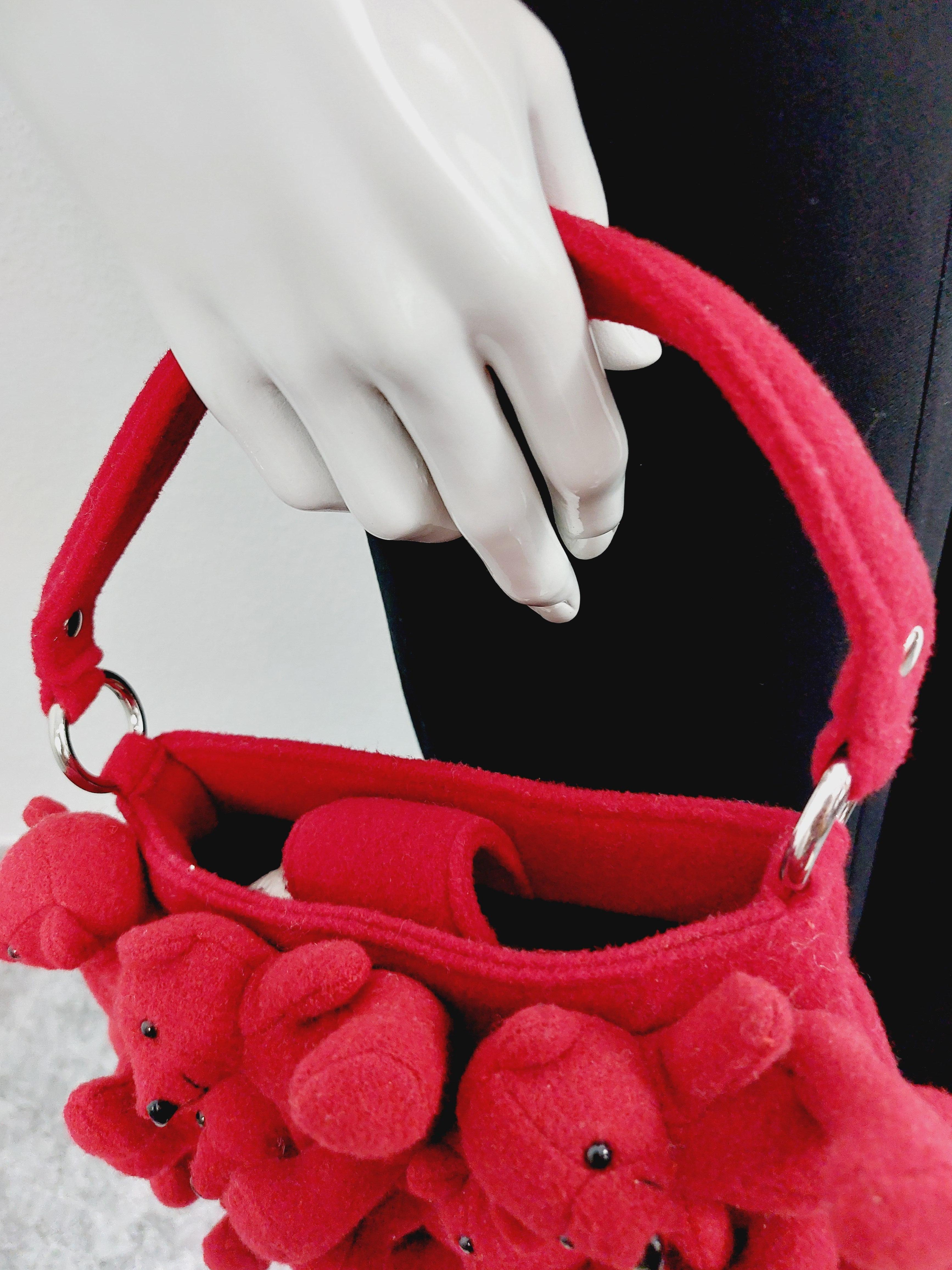Vintage Iconic MOSCHINO Teddy Bear Red Toy Plush Whimsical Hand ...