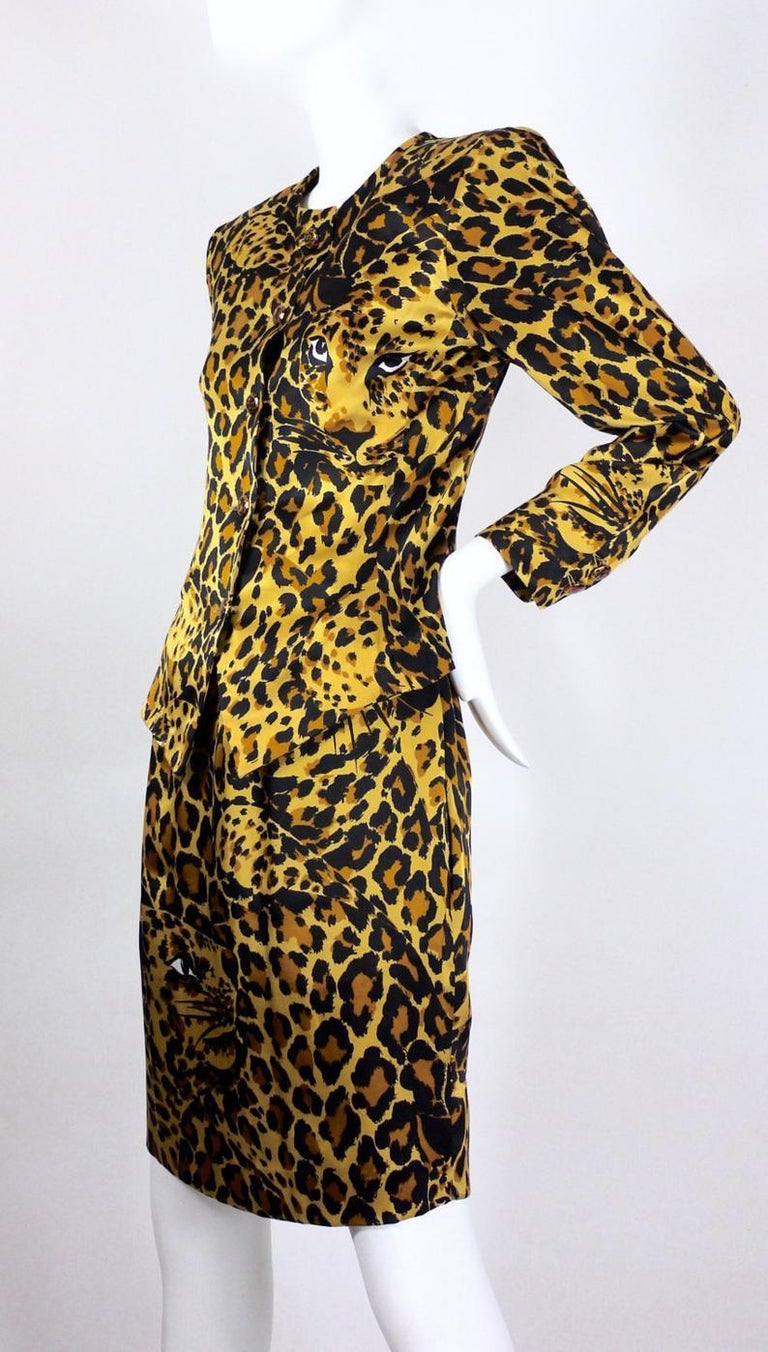 Vintage Iconic YVES SAINT LAURENT Rive Gauche Silk Leopard Print Suit ...