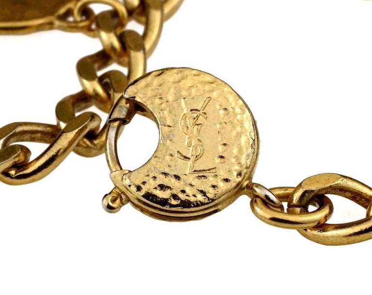 Vintage Iconic YVES SAINT LAURENT Ysl Emblem Medallion Charm Bracelet ...