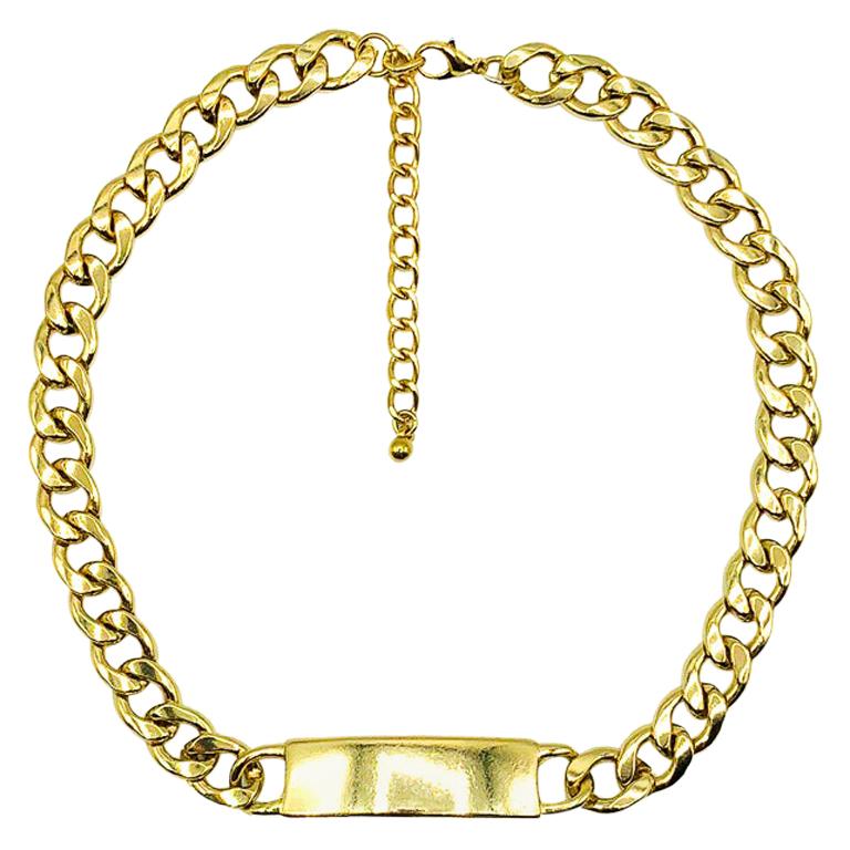 Vintage ID Bar Chunky Chain Necklace 2000s For Sale at 1stDibs