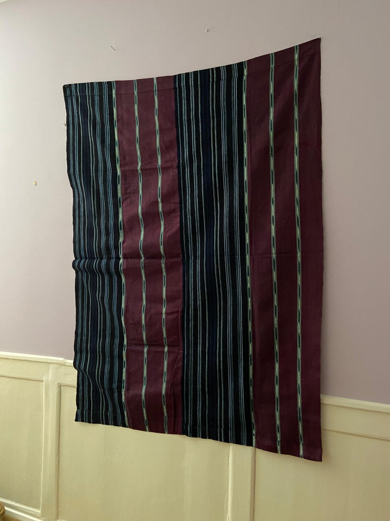 Vintage Ikat Patterned Woman's Weave Wrapper Cloth in Indigo, Nigeria ...