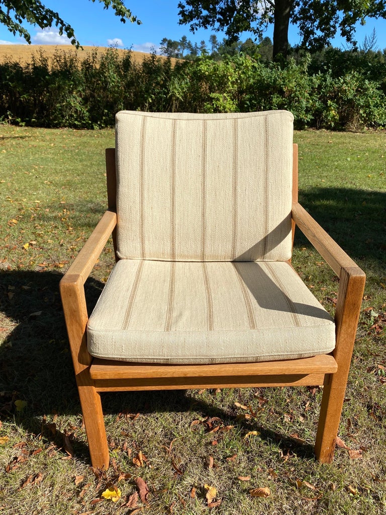 Vintage Ikea Lounge Chair in Oak with the Original Stribed Wool, 1970s ...