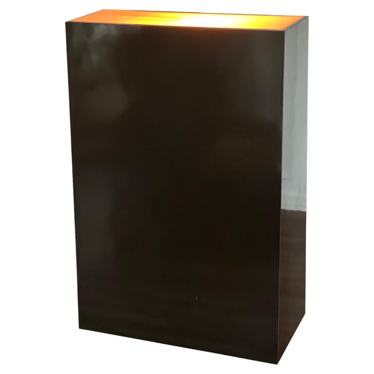 Vintage Illuminated Black Lacquer Display Pedestal For Sale at 1stDibs