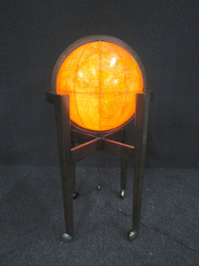 Vintage Illuminated Globe with Wooden Stand For Sale at 1stDibs ...