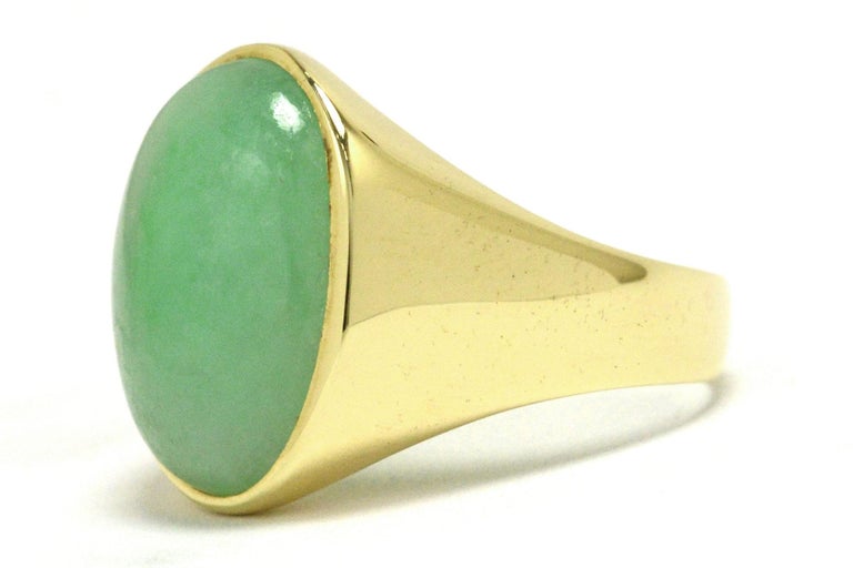 Vintage Imperial Jade Men’s Ring Natural Jadeite Untreated 14 Karat ...