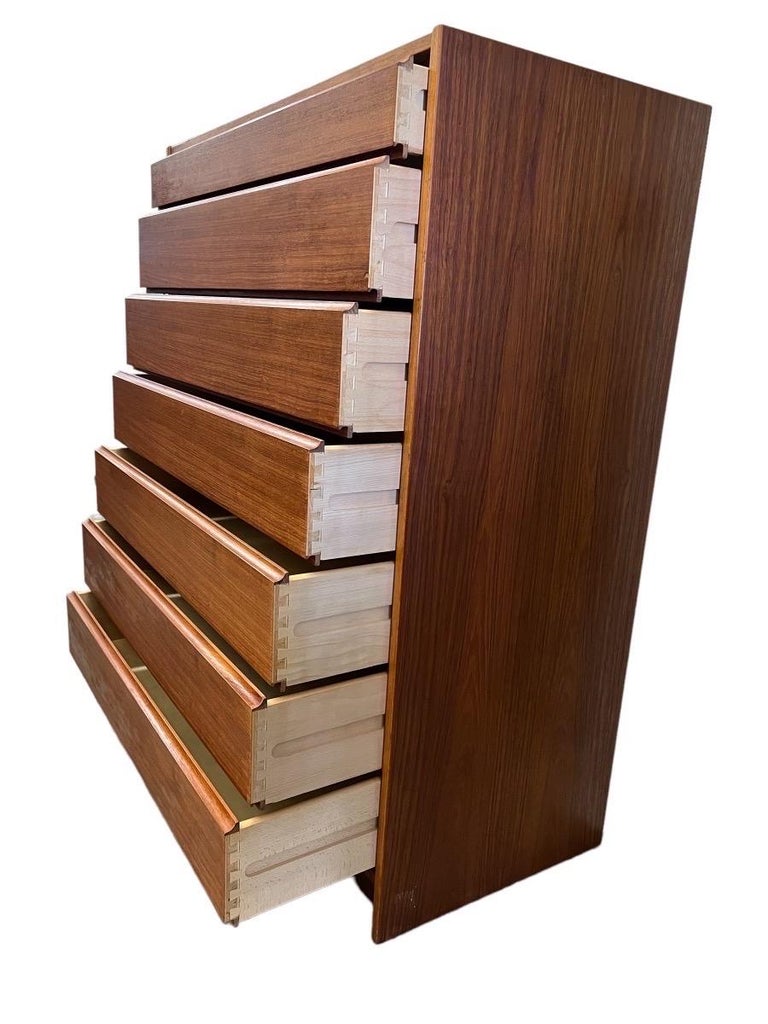 Vintage Imported Danish Modern Teak Wood Dresser Dovetail Drawers For ...