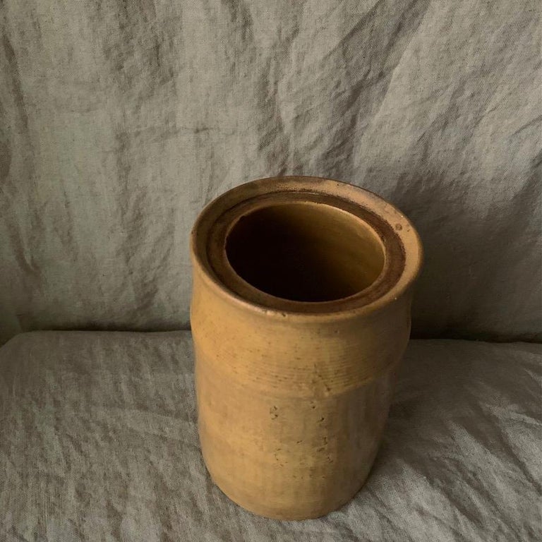Vintage Incised Ring Stoneware Jar For Sale at 1stDibs