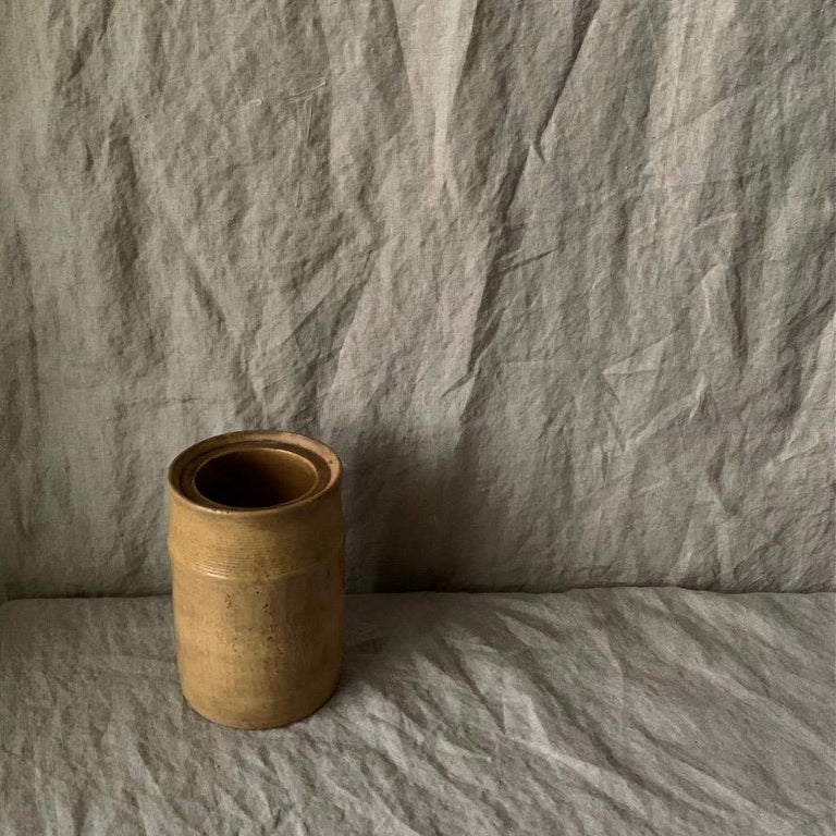 Vintage Incised Ring Stoneware Jar For Sale at 1stDibs
