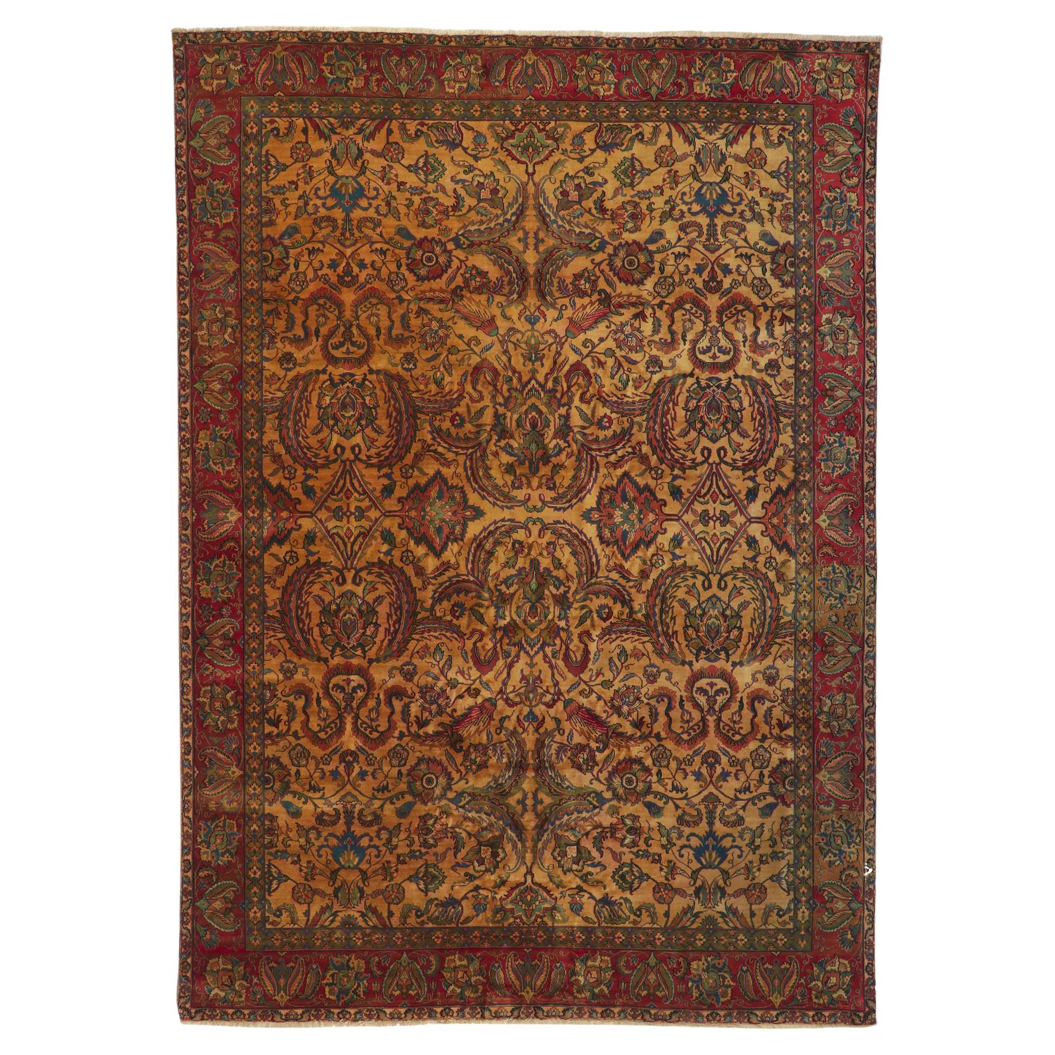Jewel-Tone Antique Indian Agra Rug at 1stDibs