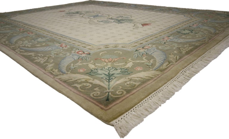 Vintage Indian Area Rug with Traditional European Cottage, French ...