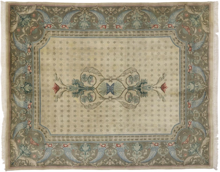 Vintage Indian Area Rug with Traditional European Cottage, French ...