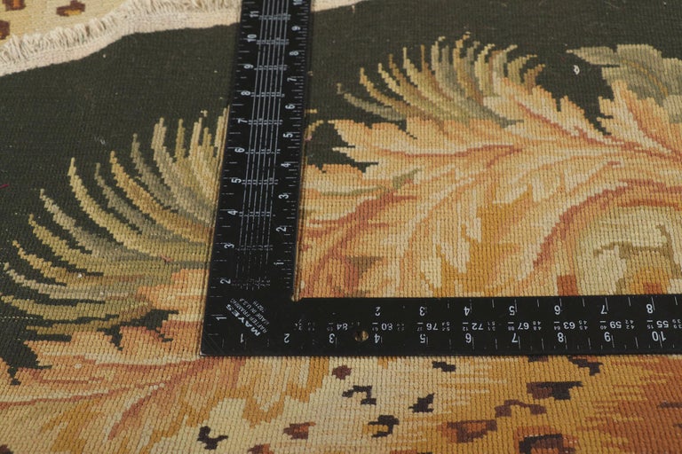 Vintage Indian Chain Stitch Round Area Rug For Sale at 1stDibs