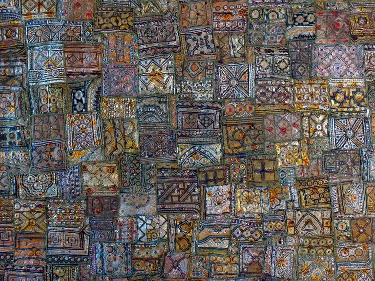 Vintage Indian Decorative Embroidered Patchwork Tapestry For Sale at ...