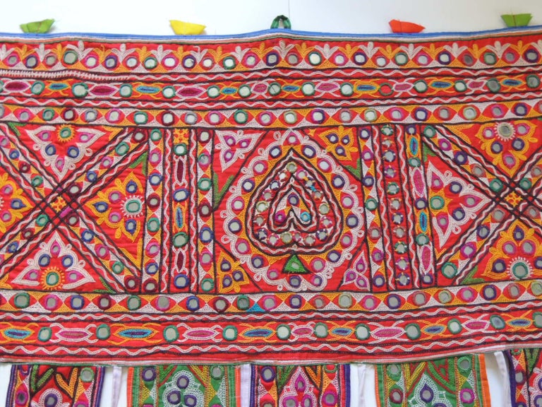 Vintage Indian Embroidered Toran with Mirror-Work For Sale at 1stDibs