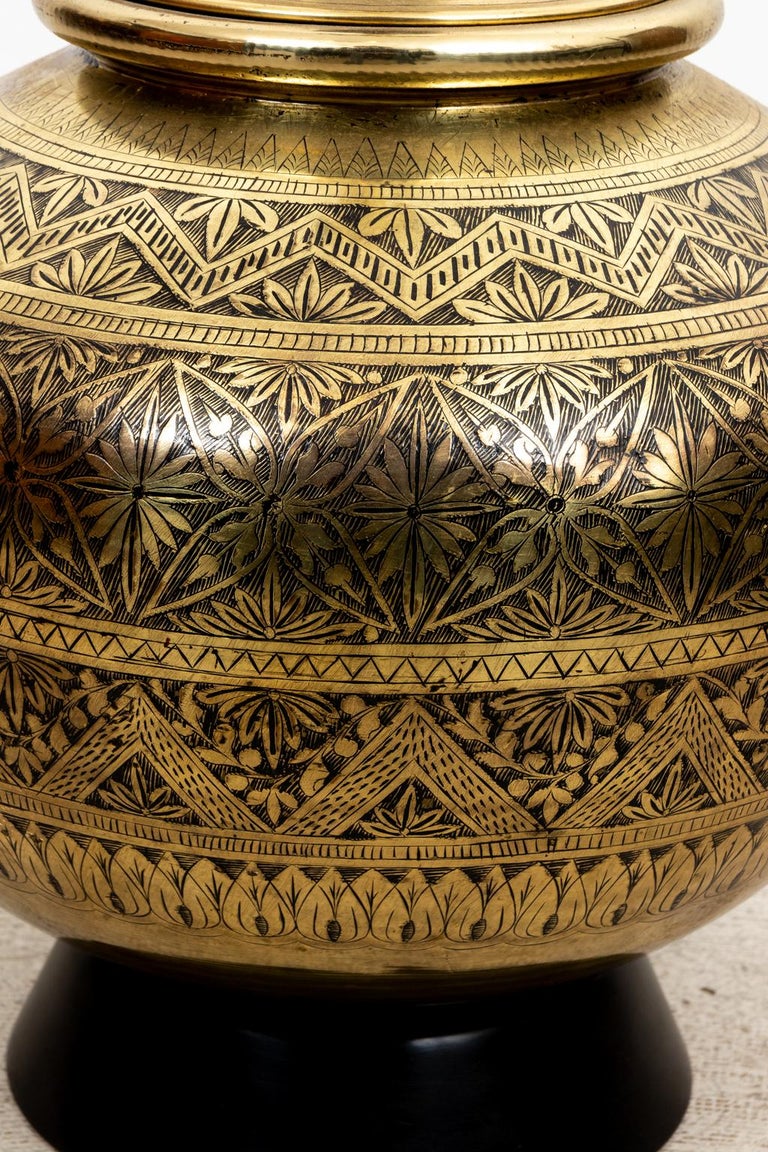 Vintage Indian Etched Brass Urn Form Lamp For Sale at 1stDibs | vintage ...