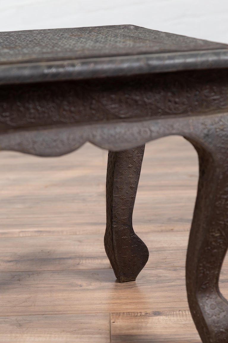 Vintage Indian Hammered Silver Side Table with Floral Motifs and ...