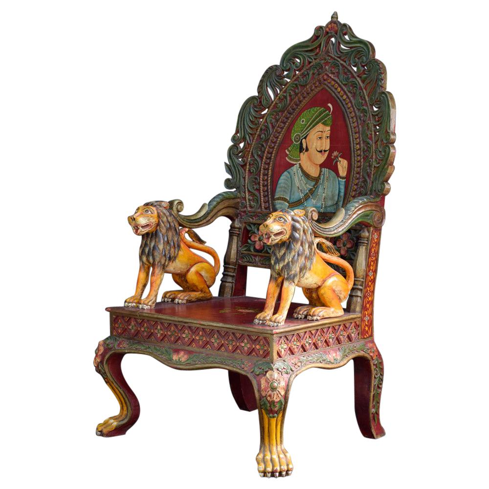 Vintage Indian Hand Carved Oversized Folk Art Throne at 1stDibs