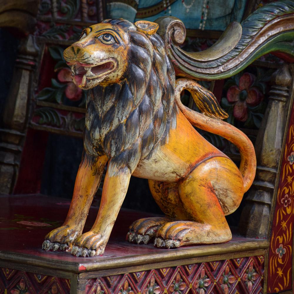 Vintage Indian Hand Carved Oversized Folk Art Throne at 1stDibs