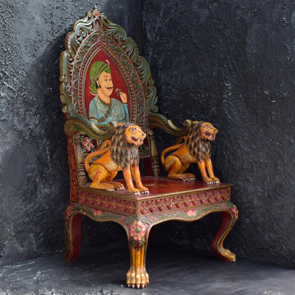 Vintage Indian Hand Carved Oversized Folk Art Throne at 1stDibs
