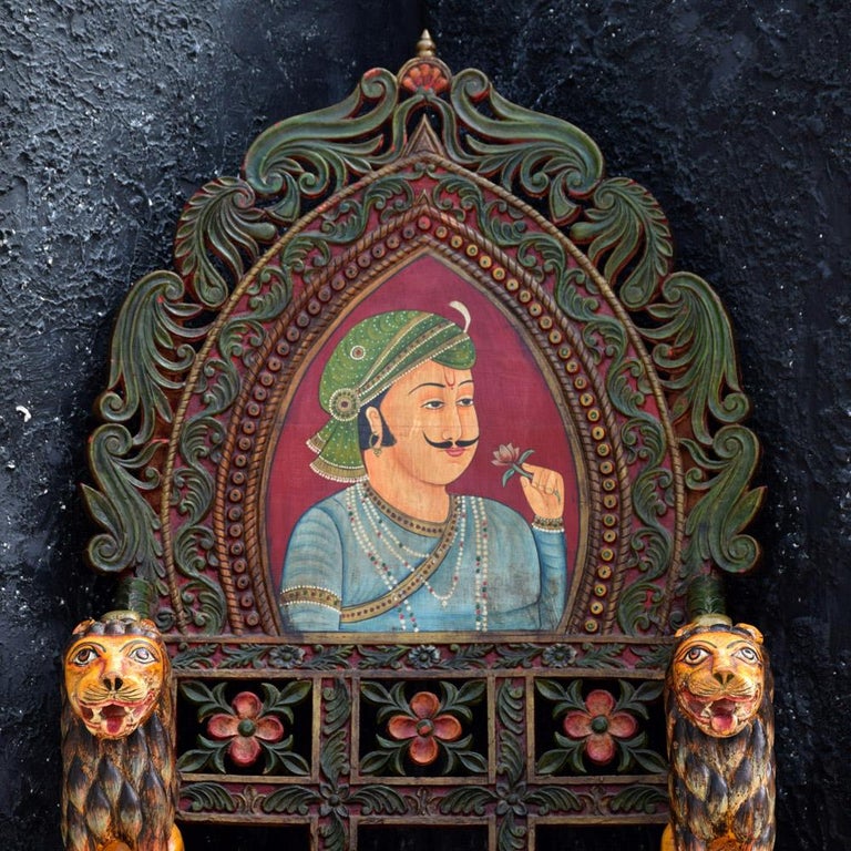 Vintage Indian Hand Carved Oversized Folk Art Throne at 1stDibs