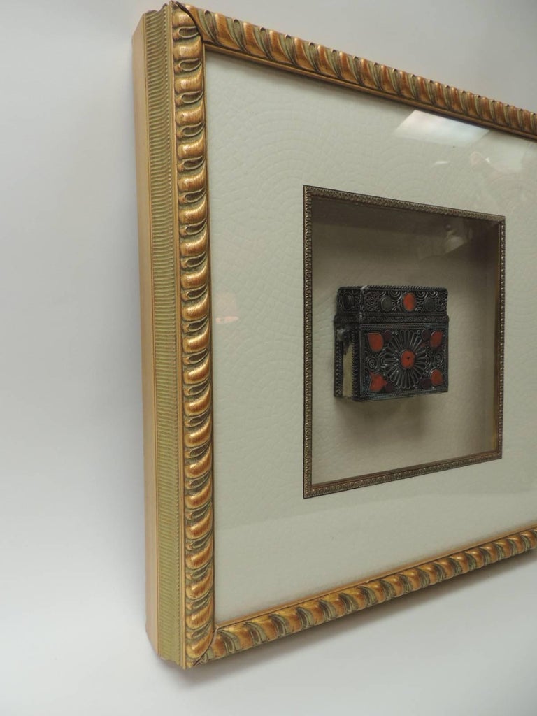 Vintage Indian Metal Purse Mounted on Shadow Box with Wood Frame at 1stDibs