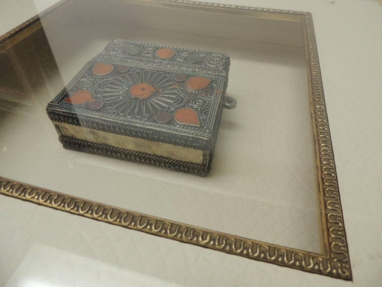 Vintage Indian Metal Purse Mounted on Shadow Box with Wood Frame at 1stDibs