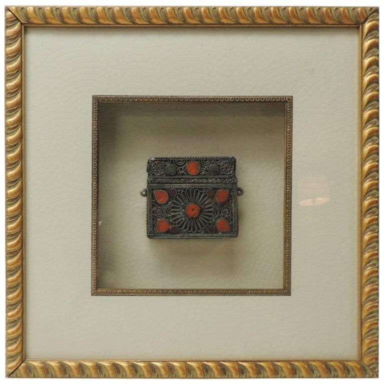 Vintage Indian Metal Purse Mounted on Shadow Box with Wood Frame at 1stDibs