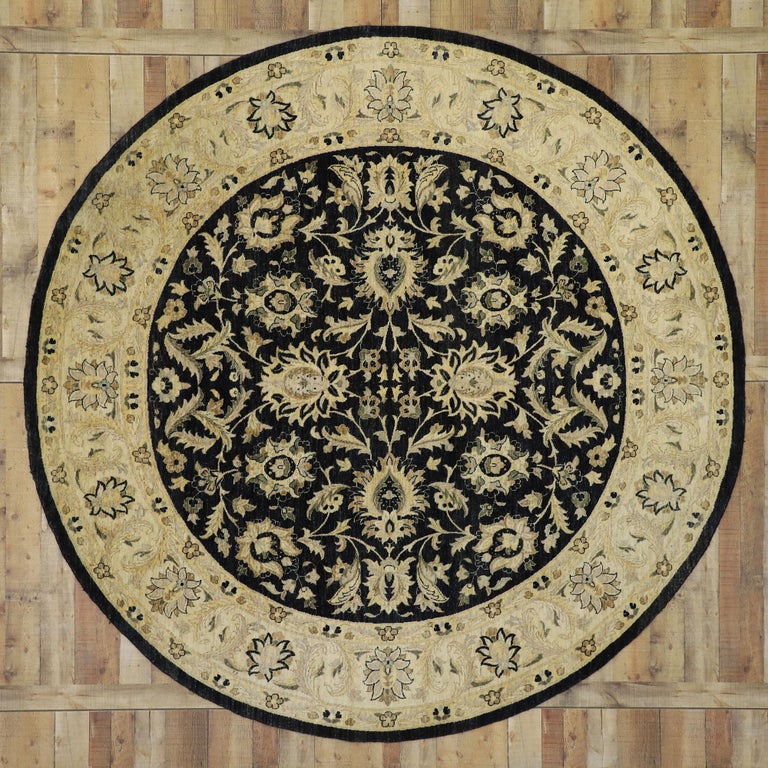Vintage Indian Round Area Rug, Circular Rug with Modern Amish Style For ...