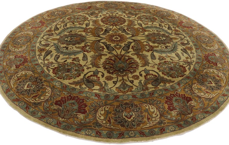 Vintage Indian Round Area Rug with Warm Arts and Crafts Style For Sale ...