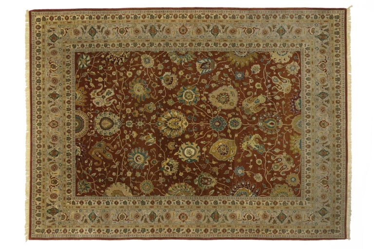 Vintage Indian Rug with Traditional Style and All-Over Floral Design ...