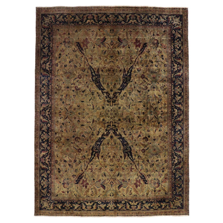 Vintage Indian Rug with Warm Arts and Crafts Style For Sale at 1stDibs
