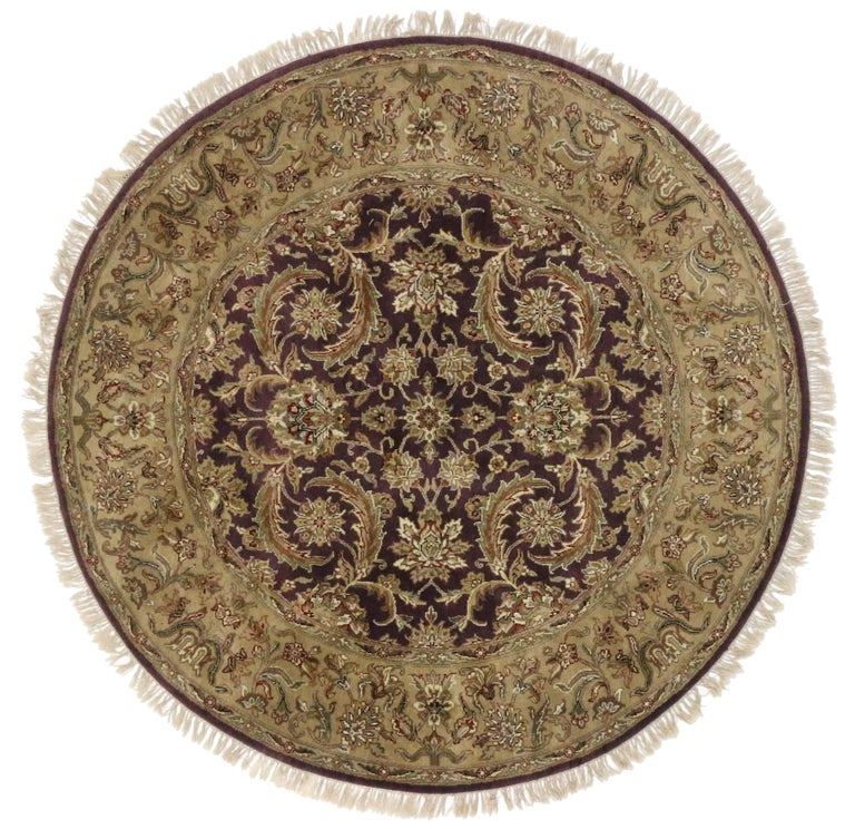 Vintage Indian Traditional Round Area Rug with Rustic Style, Circular ...