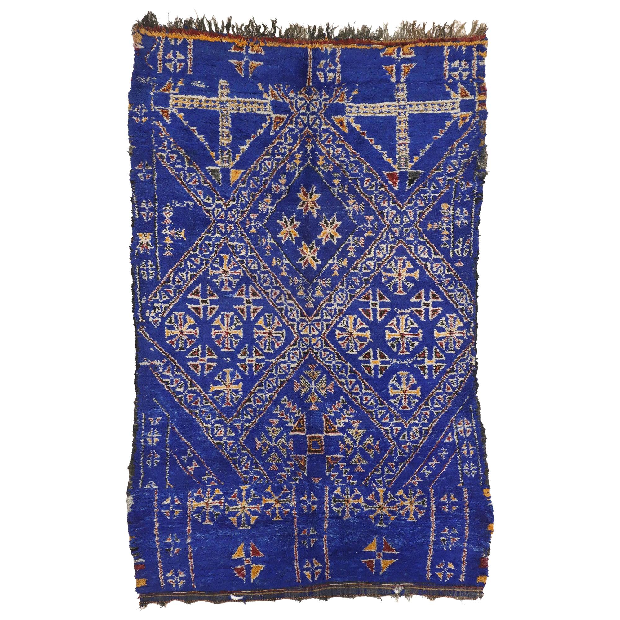 Vintage Green Beni Mguild Rug, Berber Moroccan Rug with Tribal Style ...