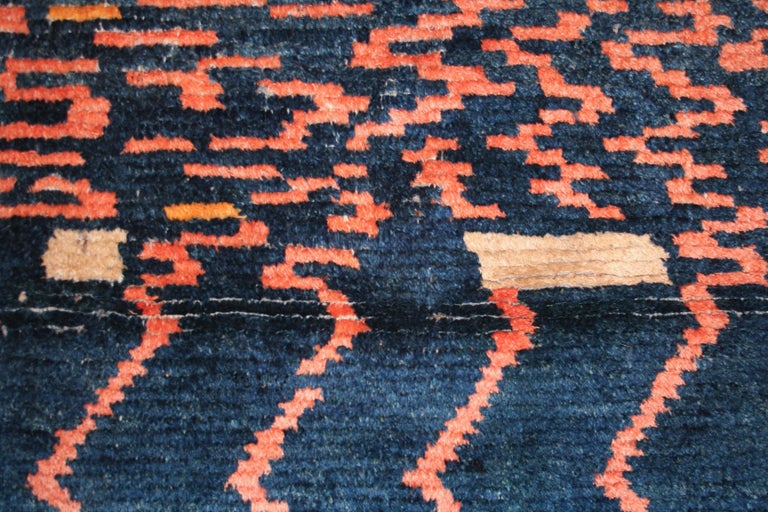 Vintage Indigo Blue Abstract Design Tribal Rug For Sale at 1stDibs ...