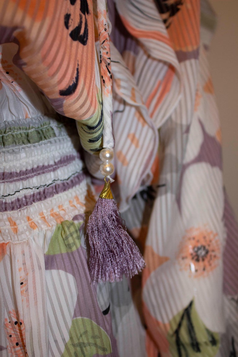 Vintage Indigo Lites Polyester Goergette Dress For Sale at 1stDibs