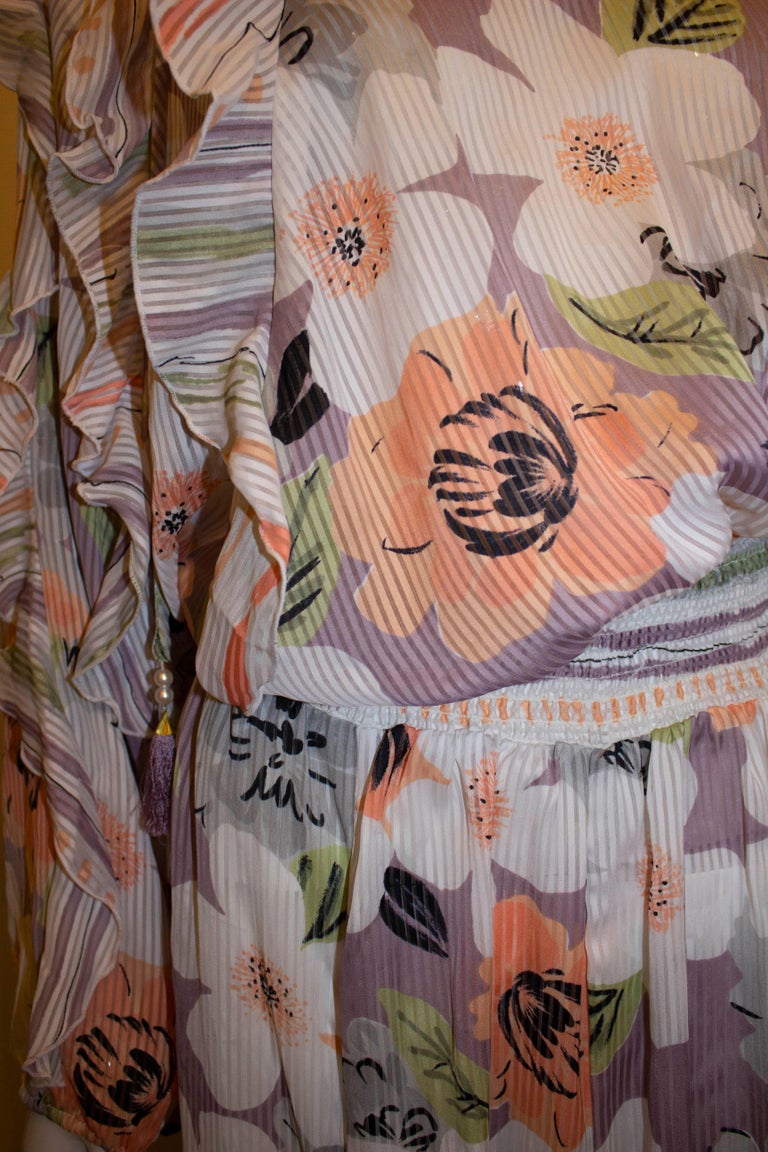 Vintage Indigo Lites Polyester Goergette Dress For Sale at 1stDibs