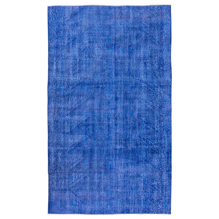Vintage Indigo Overdyed Sparta Wool Rug, Shabby Chic For Sale at 1stDibs