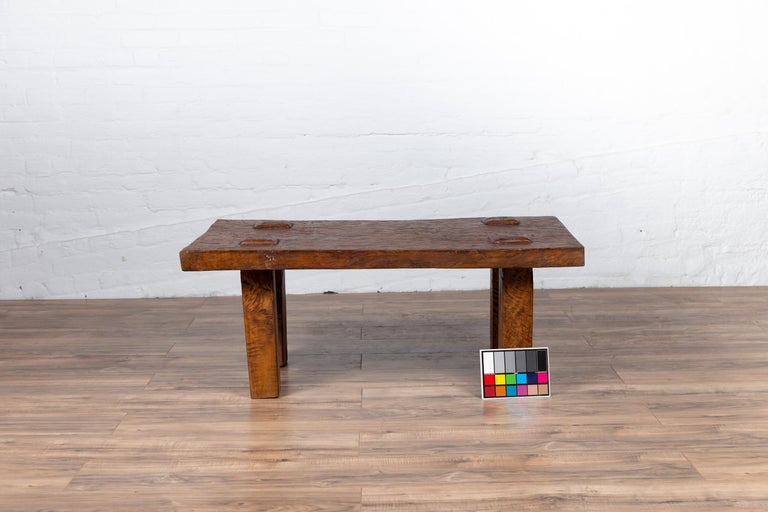 Vintage Indonesian Rustic Wooden Coffee Table with Square Legs and ...