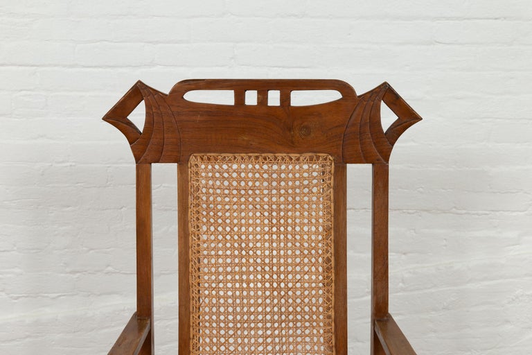 Vintage Indonesian Teak Wood Dutch Colonial Armchair with Rattan Seat ...