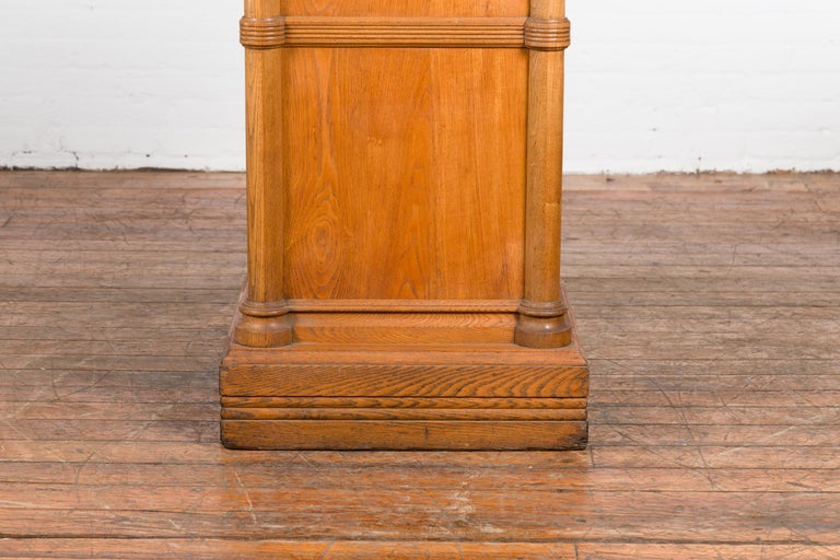 Vintage Indonesian Wooden Pedestal with Doric Semi-Columns and Natural ...