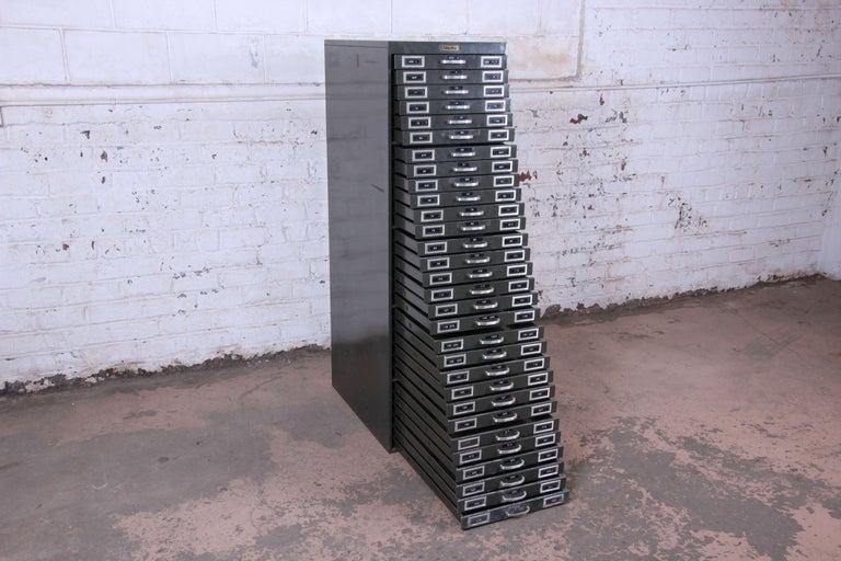 Vintage Industrial 30-Drawer Metal Blueprint Flat File at 1stDibs