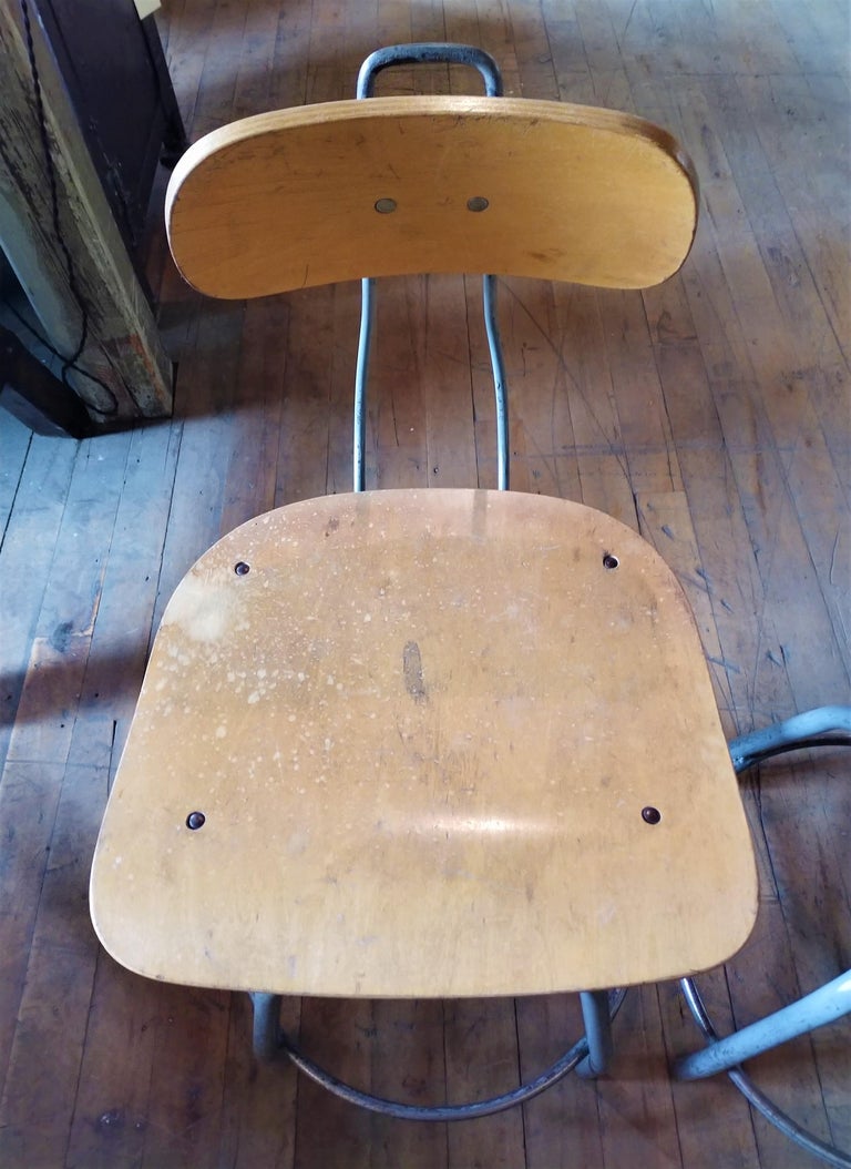 Vintage Industrial Adjustable Work Stools at 1stDibs