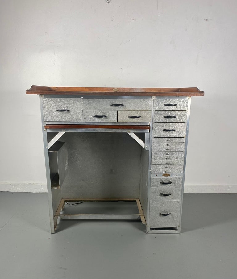 Vintage ,Industrial, Aluminum Watchmaker's Desk, Manufactured by Alfab ...