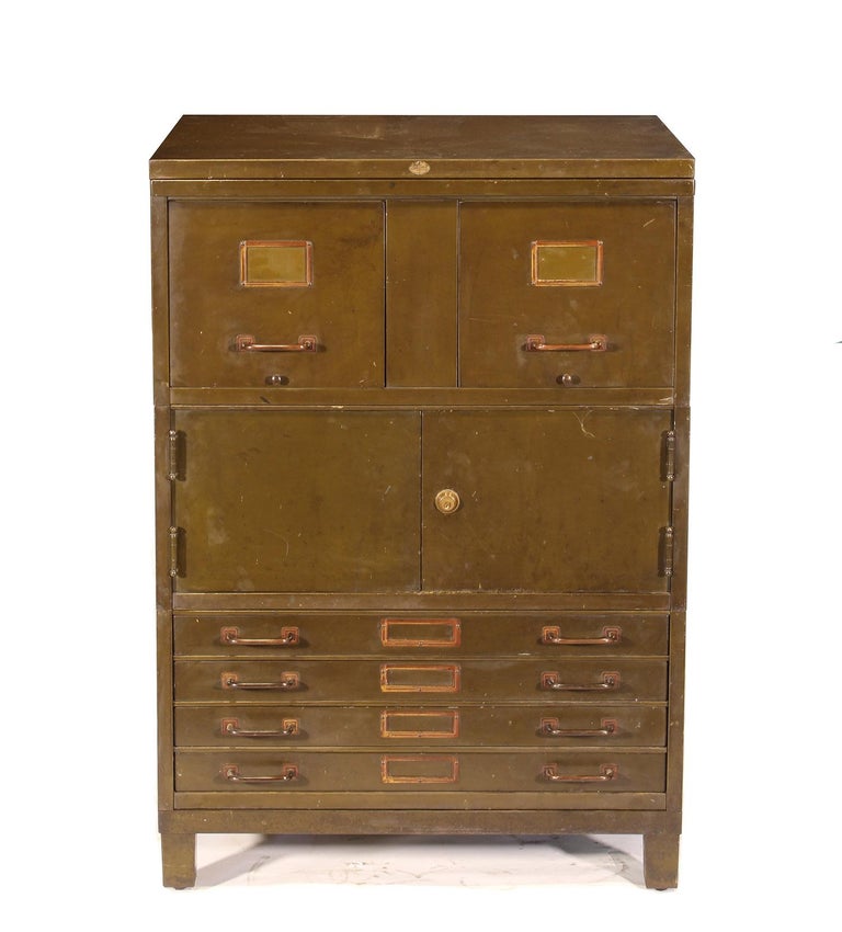 Vintage Industrial Army Green Art-Metal Combination Flat File and ...